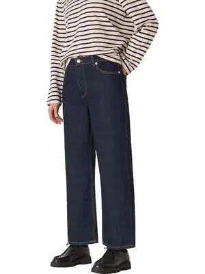 Whistles Wide Leg Ankle Length Jeans - Dark Denim
