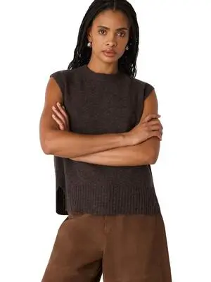 Whistles Wool Sleeveless Knit Vest - Brown