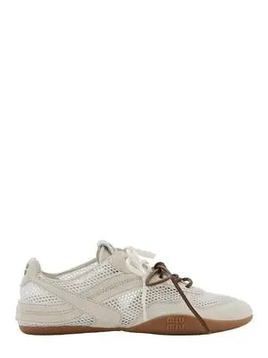 Miu Miu Suede-trimmed Mesh Sneakers - White