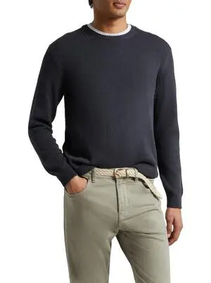 Eleventy Cotton & Silk Crewneck Sweater - 22 Black