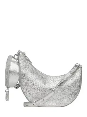 Kate Spade New York Mini Duo Crinkle Metallic Leather Crossbody Bag - Silver