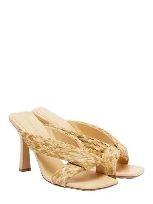 Bottega Veneta Riva Braided Raffia Mules - Beige