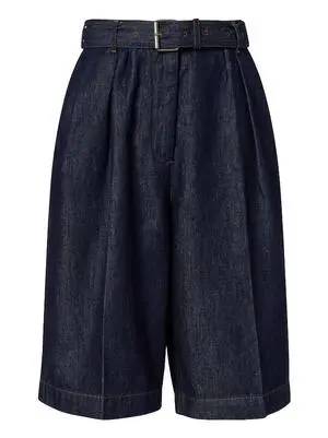 Dries Van Noten Pleated Denim Shorts - Blue
