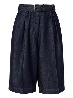 Dries Van Noten Pleated Denim Shorts - Blue