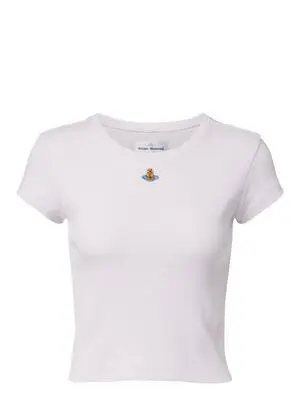 VIVIENNE WESTWOOD Peru Cropped Cotton-blend Jersey T-shirt - White