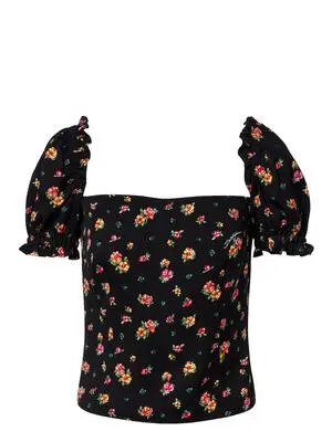 Dolce & Gabbana Floral Silk-blend Charmeuse Top - Black