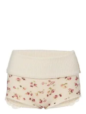 Magda Butrym Floral Wool, Silk, And Cashmere Shorts - White
