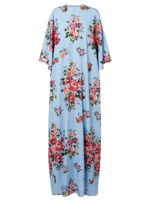 Dolce & Gabbana Floral Silk-blend Kaftan - Blue