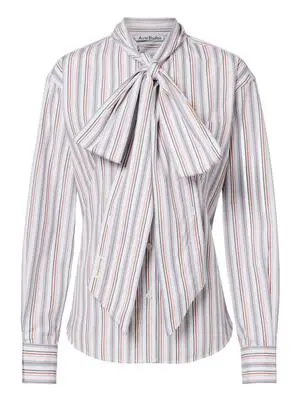 Acne Studios Striped Cotton Shirt With Bow Detail - Multicoloured