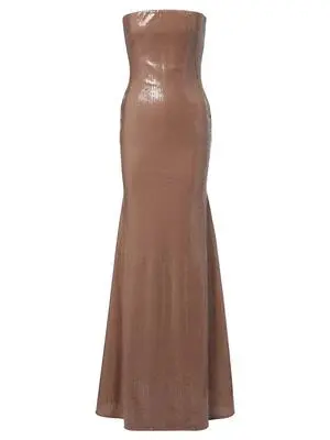 Alex Perry Sequined Strapless Gown - Beige