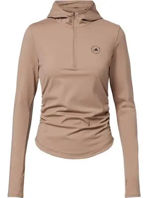 Adidas By Stella McCartney Logo Technical Half-zip Hoodie - Beige