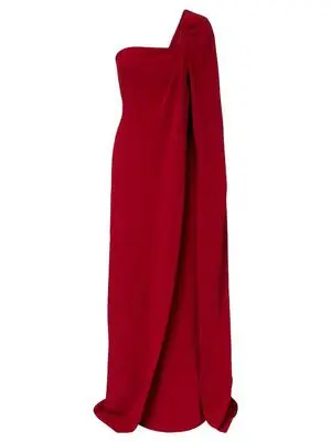 Givenchy Asymmetric Caped Maxi Dress - Red