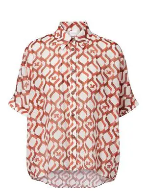 Max Mara Ariete Printed Cotton And Silk Shirt - White