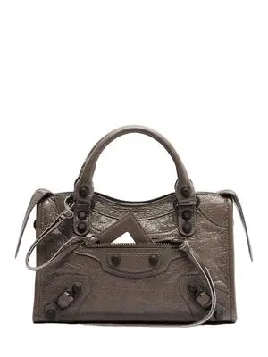 Balenciaga Le City Mini Leather Top-handle Bag - Grey