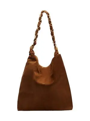 Saint Laurent Amalia Cassandre Suede Shoulder Bag - Brown