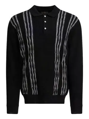 BEAMS Striped Polo Shirt - Black