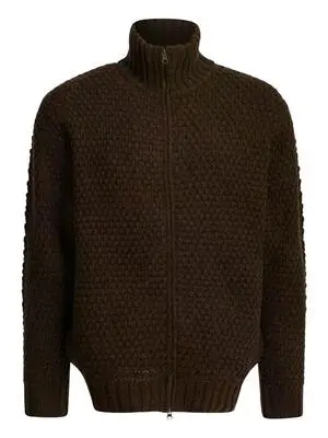 BEAMS Zip High-neck Cardigan - Brown