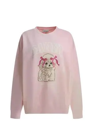 GANNI Graphic-print Sweatshirt - Pink