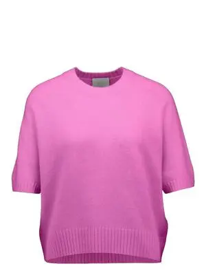 ALLUDE Short-sleeve Cashmere Sweater - Pink