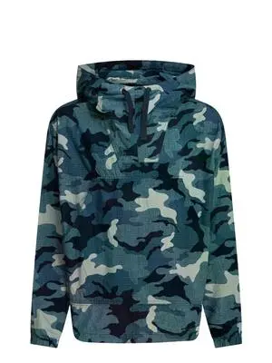 BEAMS Camouflage Print Hoodie - Blue