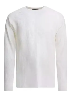 BEAMS Long-sleeve Waffle-texture T-shirt - White