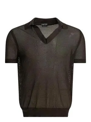 TOM FORD V-neck Mesh T-shirt - Brown