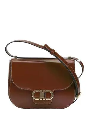 FERRAGAMO Double Gancini Shoulder Bag - Brown