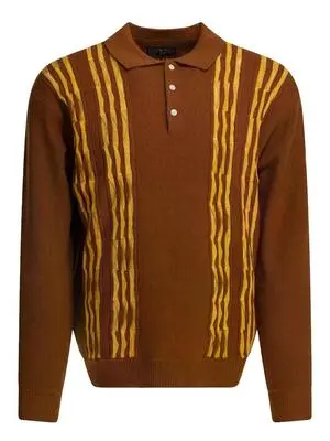 BEAMS Polo-collar Sweater - Brown