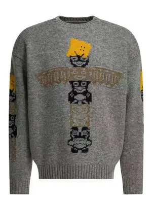 Kapital Graphic Crew Neck Sweater - Grey