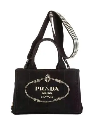 Prada Canapa Canvas Tote Bag - Black