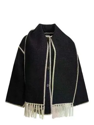 TOTEME Fringe Trimmed Coat - Black