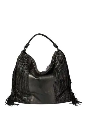 REPTILE'S HOUSE Fringed-hem Shoulder Bag - Black