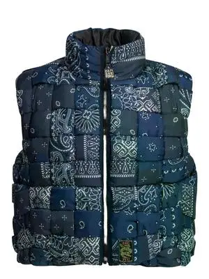 Kapital Quilted Patchwork Gilet - Blue