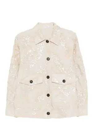 Brunello Cucinelli Embroidered Cotton Jacket - Beige