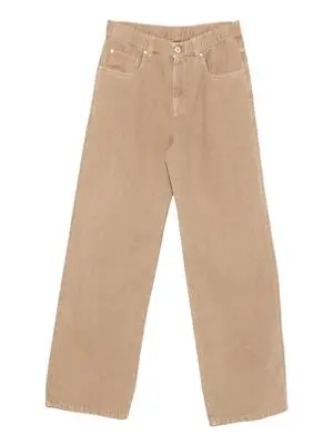 Brunello Cucinelli Cotton And Linen Blend Trousers - Brown