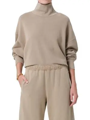 Citizens Of Humanity Jemma Cotton Blend Mock Neck Sweatshirt - Catalina Light Beige