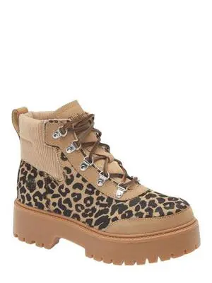 Timberland Stone Street Platform Boots - Medium Beige Nubuck With Print