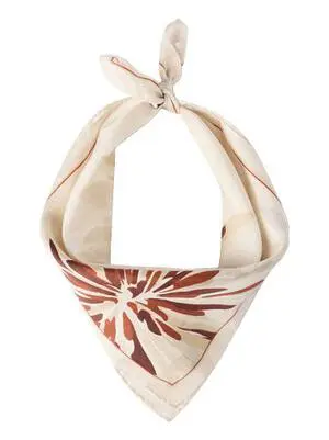 Brunello Cucinelli Bloom Print Pongee Foulard - Beige