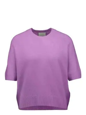 ALLUDE Short-sleeve Cashmere Sweater - Purple