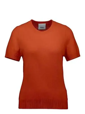 ALLUDE Fitted Short-sleeve Sweater - Orange