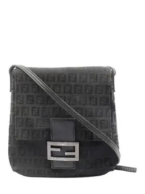 Fendi 2000 Zucchino Pattern Shoulder Bag - Black