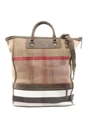 BURBERRY 2000s Checked Leather Tote Bag
