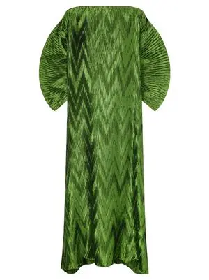 DIMA AYAD Metallic Plissé-satin Gown - Green