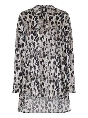 R13 Asymmetric Oversized Printed Silk-charmeuse Shirt - Black