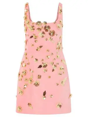 Carolina Herrera Embellished Silk-faille Mini Dress - Pink
