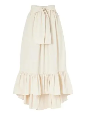 Lisa Marie Fernandez Nicole Tie-detailed Cotton-poplin Maxi Skirt - Neutrals