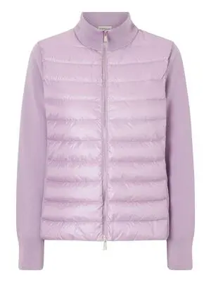 Moncler Appliquéd Wool And Quilted Shell Down Cardigan Lilac