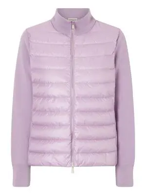 Moncler Appliquéd Wool And Quilted Shell Down Cardigan - Purple