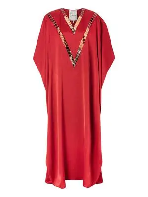 DIMA AYAD Embellished Faille Kaftan - Burgundy