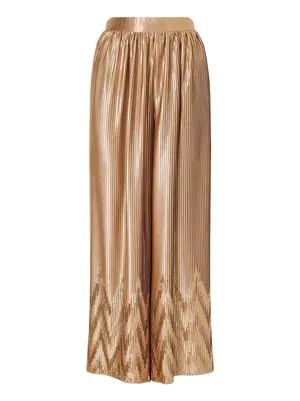DIMA AYAD Metallic Plissé-satin Wide-leg Pants - Rose Gold